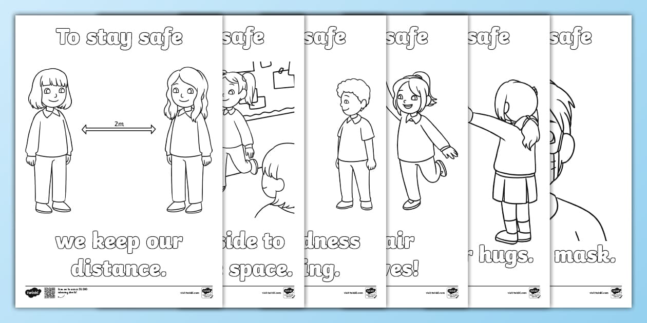 To Stay Safe Social Distancing Colouring Sheets - Twinkl
