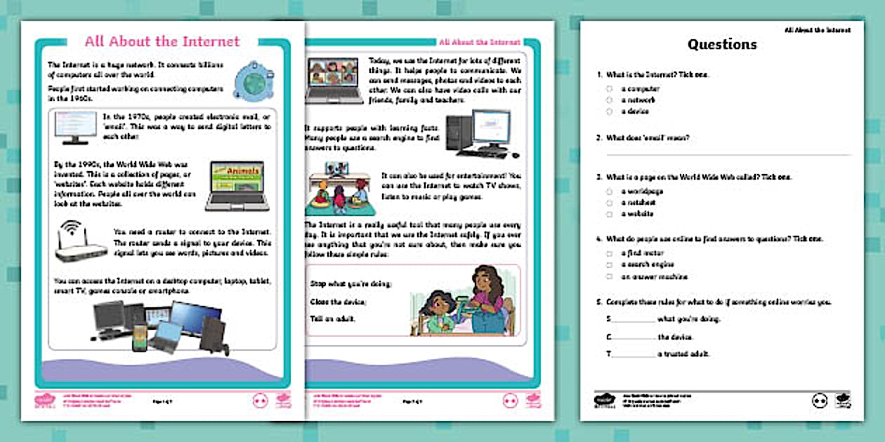 Year 2 All About the Internet Reading Comprehension - Twinkl