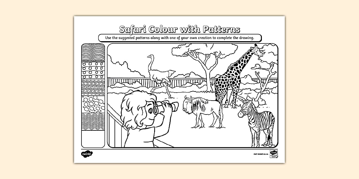 Safari Colour with Patterns Activity (teacher made) - Twinkl