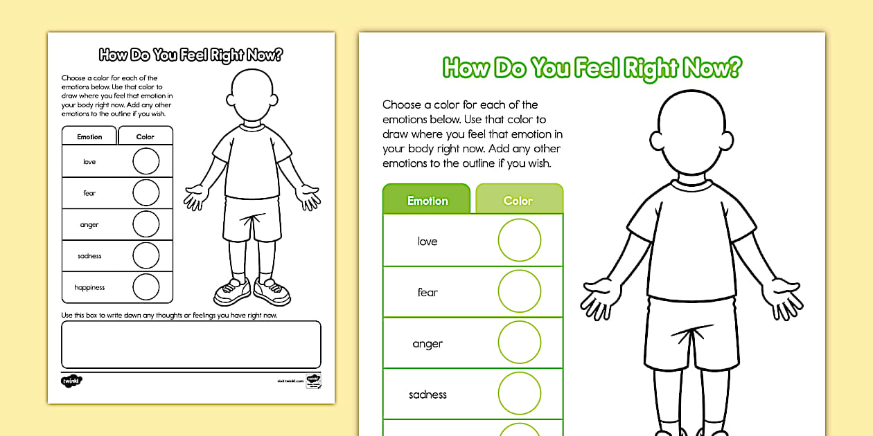 Mindful Me: How Do You Feel Right Now? Worksheet - Twinkl