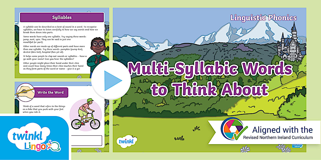 Linguistic Phonics Multi-Syllabic Words PowerPoint - Twinkl