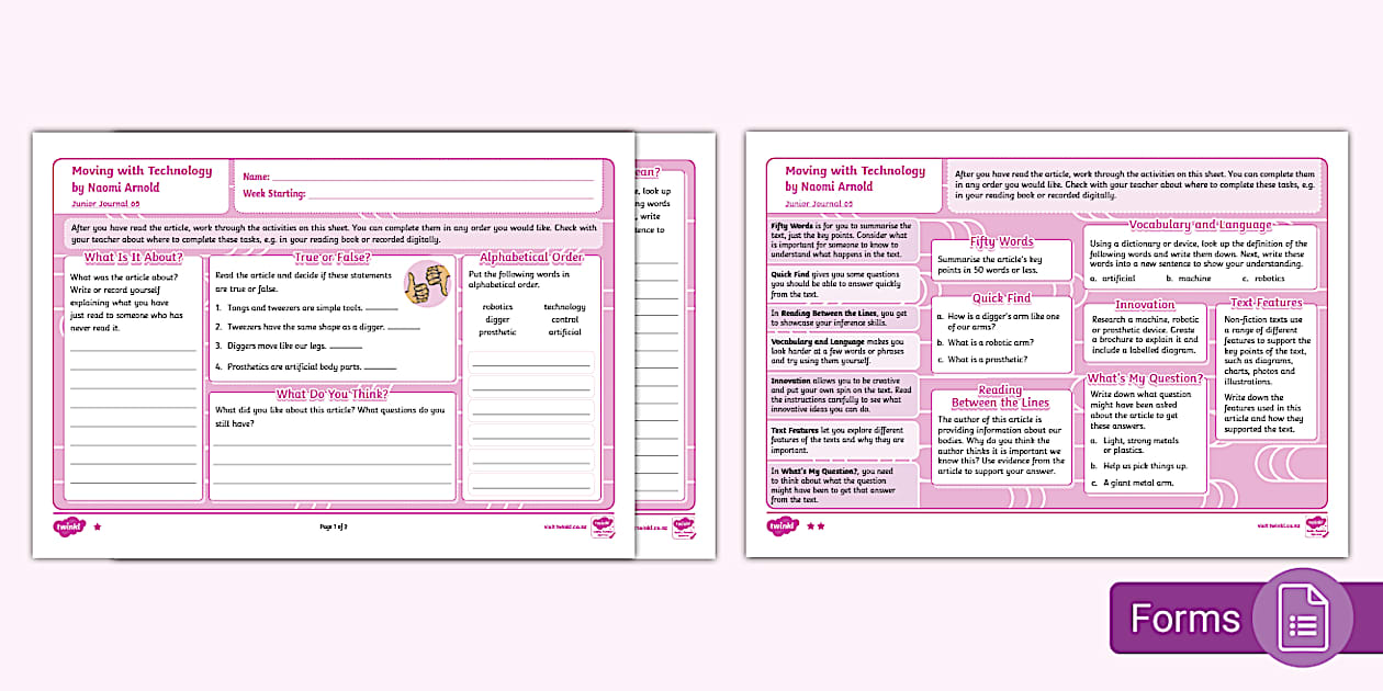 Junior Journal 65 July 2023: Moving with Technology (Article Comprehension)