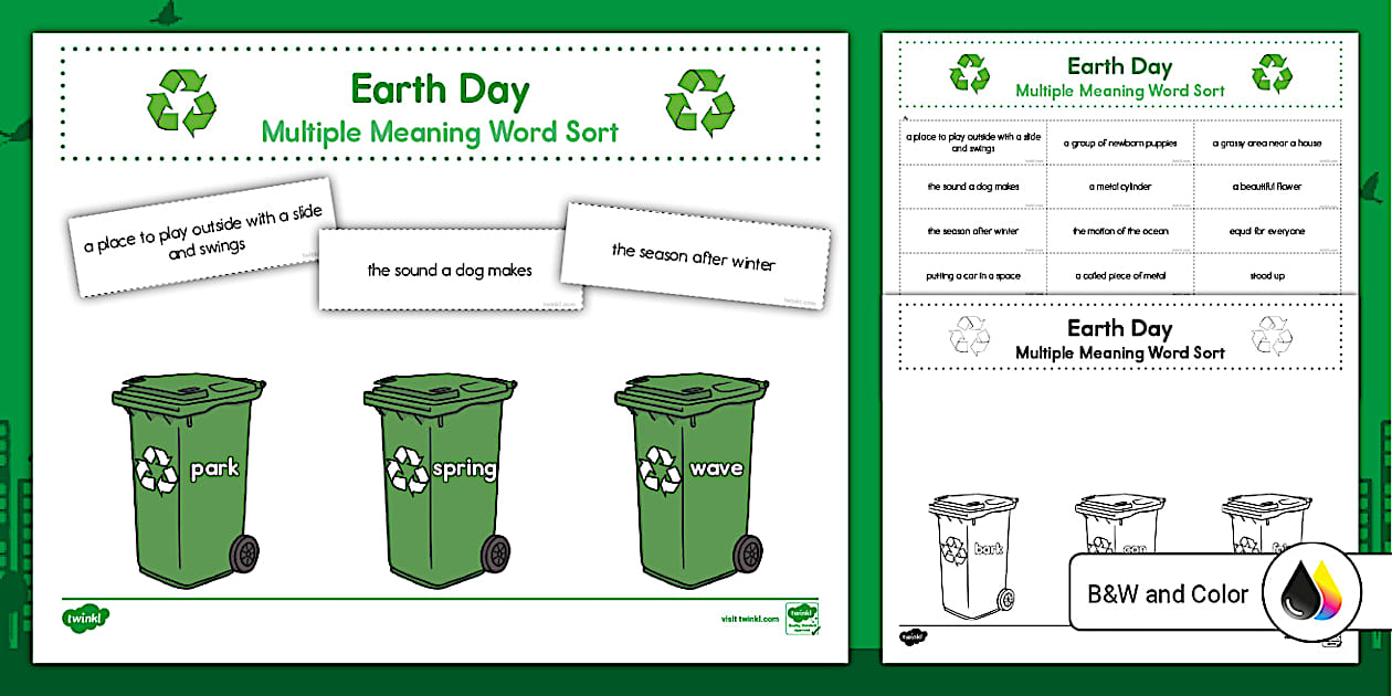 Earth Day Word Sort Worksheet | 1st Grade Resource | Twinkl