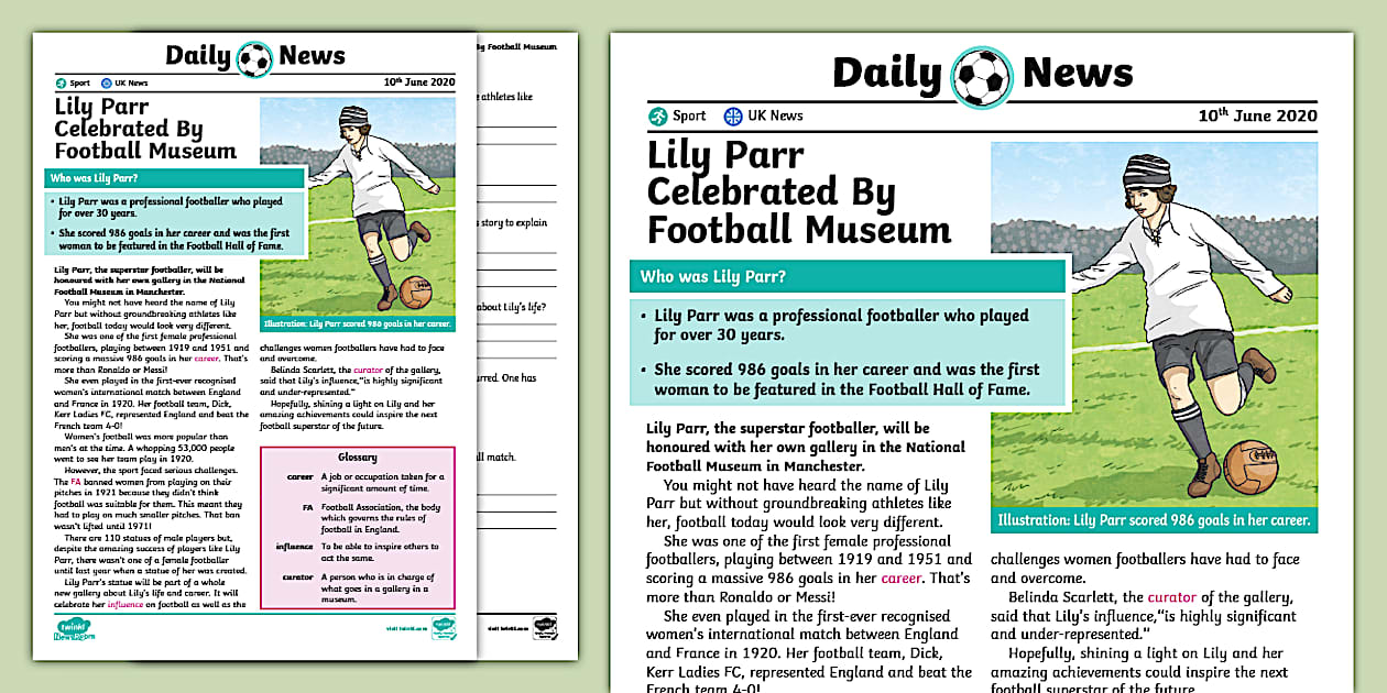 Lily Parr Celebrated By Football Museum Daily News Story (ages 9-11)