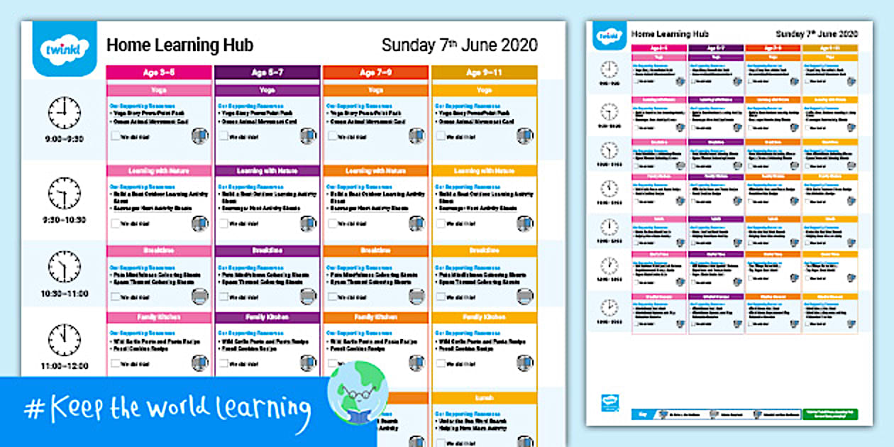 Home Learning Hub Daily Plan Sunday 7th June (teacher made)