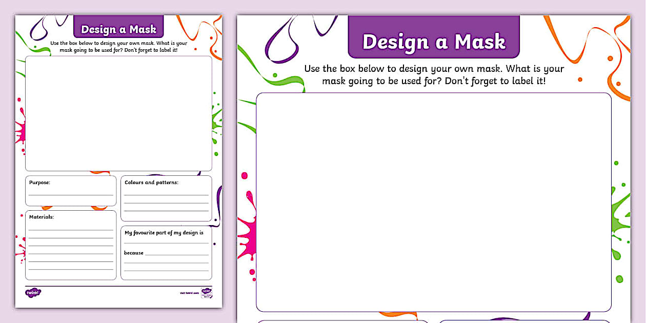 Design a Mask Worksheet (teacher made) - Twinkl