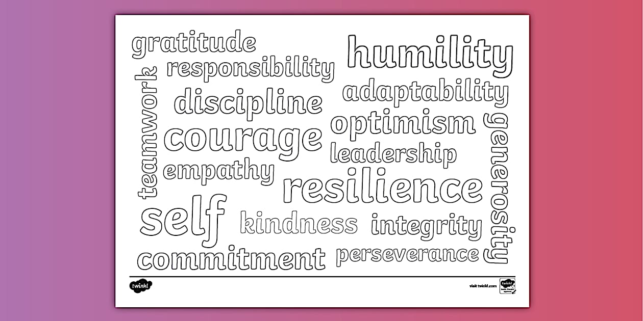 Positive Role Models Word Cloud Colouring - Twinkl