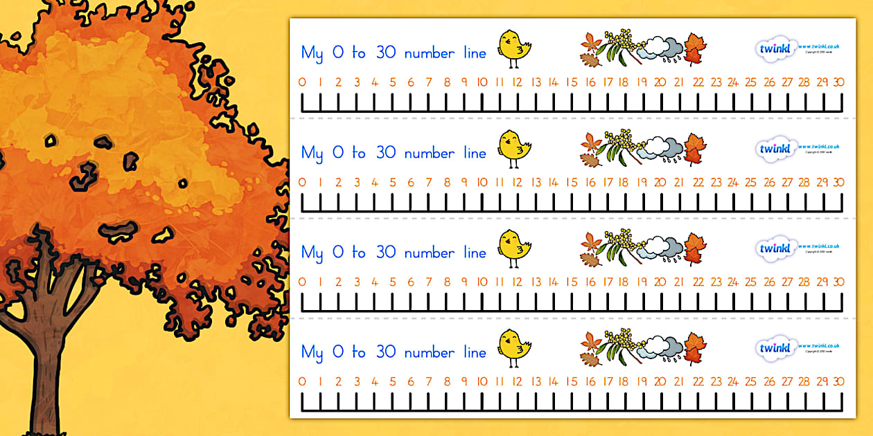 Autumn Number Line 0 30 (teacher made) - Twinkl