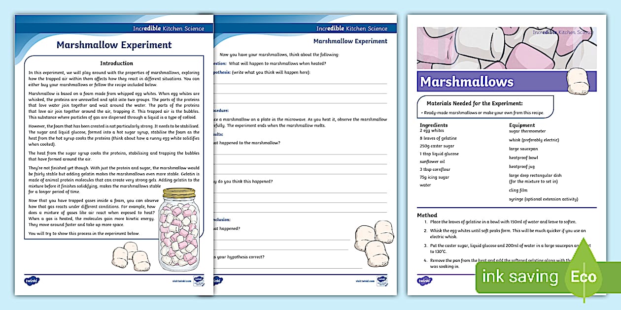 Incredible Kitchen Science Marshmallow Experiment - Twinkl