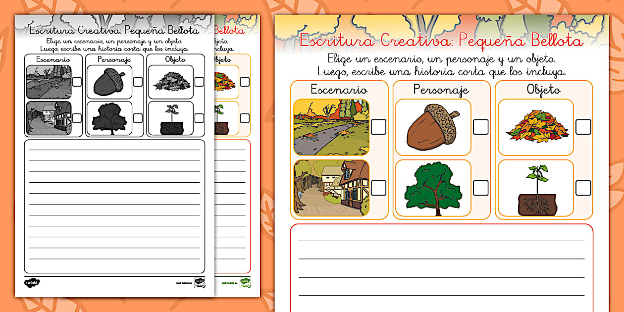 Ficha de actividad: Escritura creativa - Pequeña Bellota