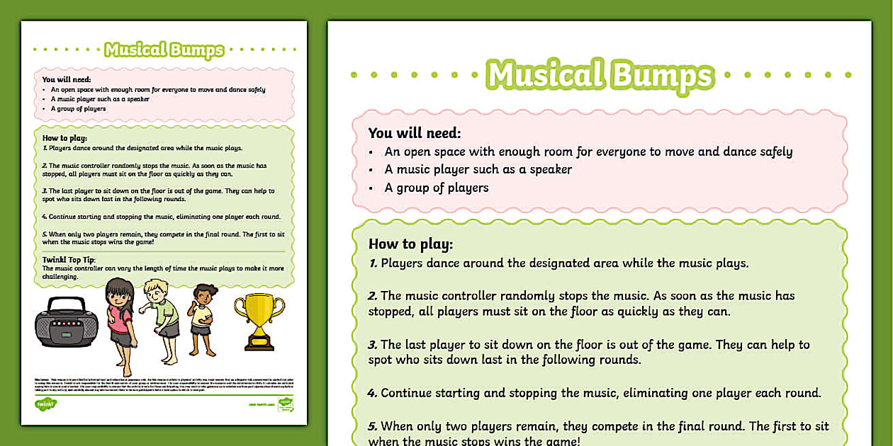 Musical Bumps Game Instructions (teacher made) - Twinkl