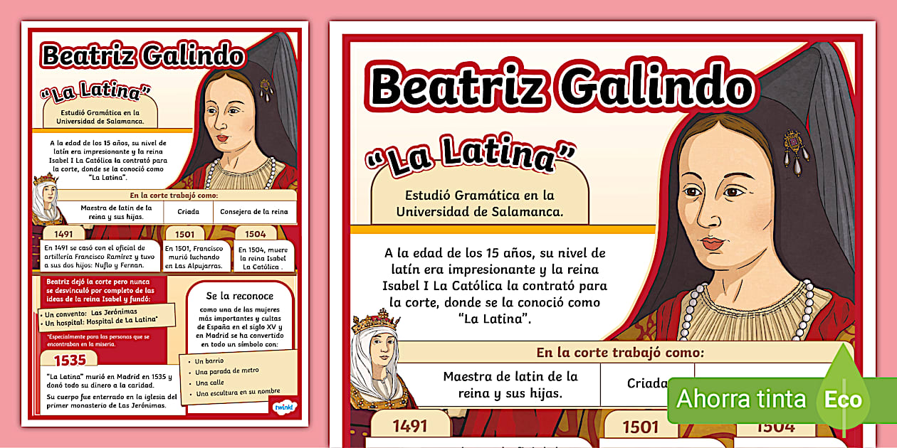 Infografía: Beatriz Galindo "La Latina" (teacher made)