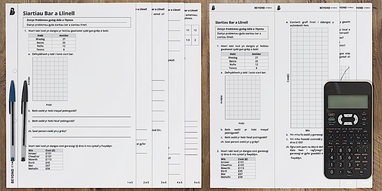 Beyond Cymru: Siartiau Bar a Llinell (teacher made) - Twinkl