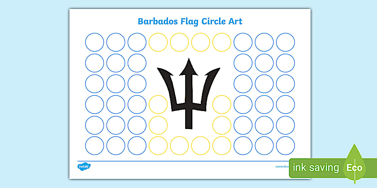Barbados Flag Circle Art Worksheet (teacher made) - Twinkl