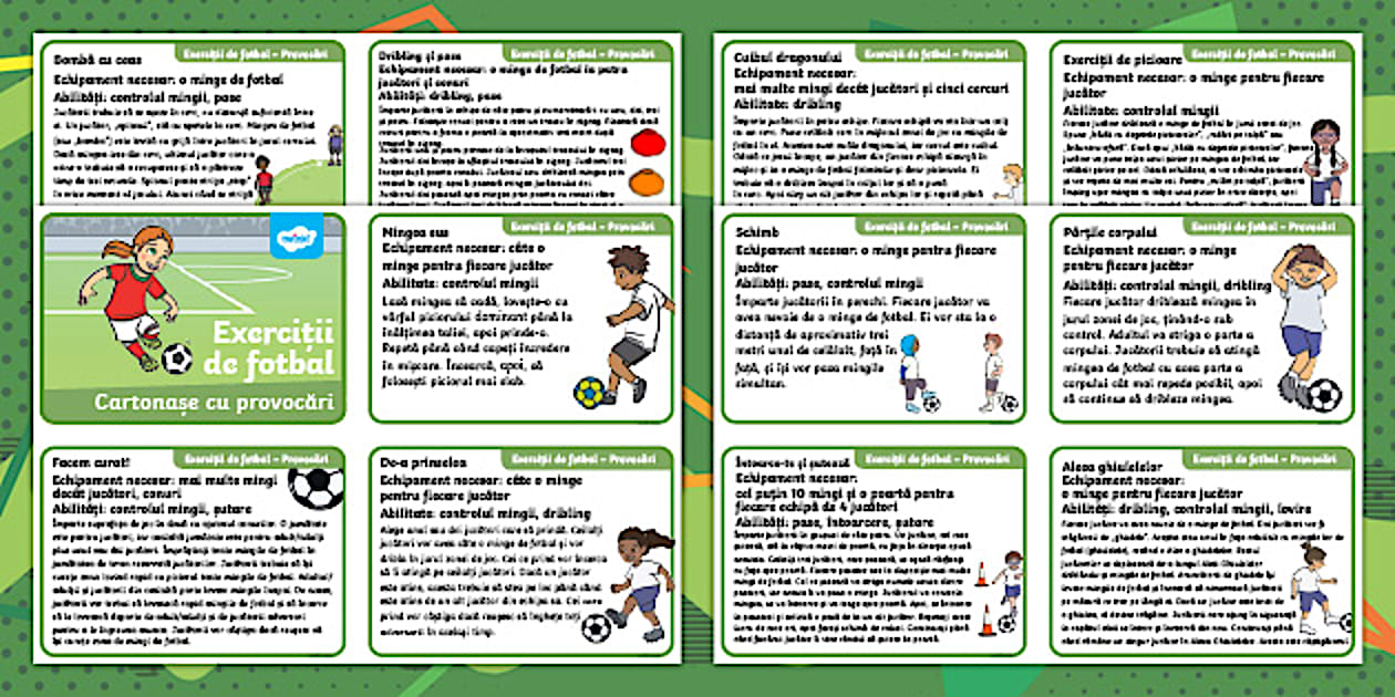 Exerciții de fotbal – Cartonașe cu provocări