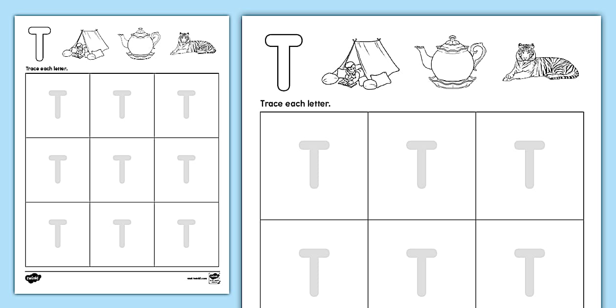 Uppercase Letter T Tracing Worksheet (teacher made) - Twinkl