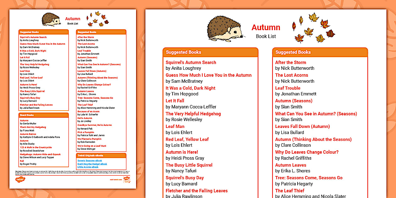 Autumn Book List | Autumn Stories for Kids | Twinkl EYFS