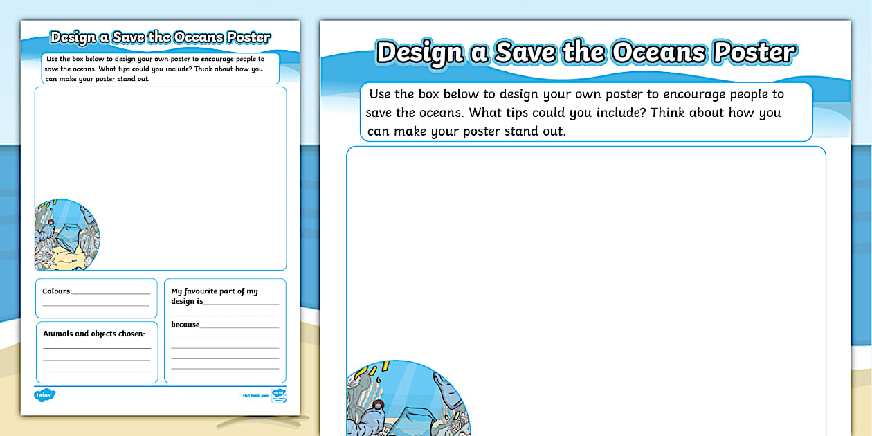Design Your Own Save the Oceans Poster Activity Sheet