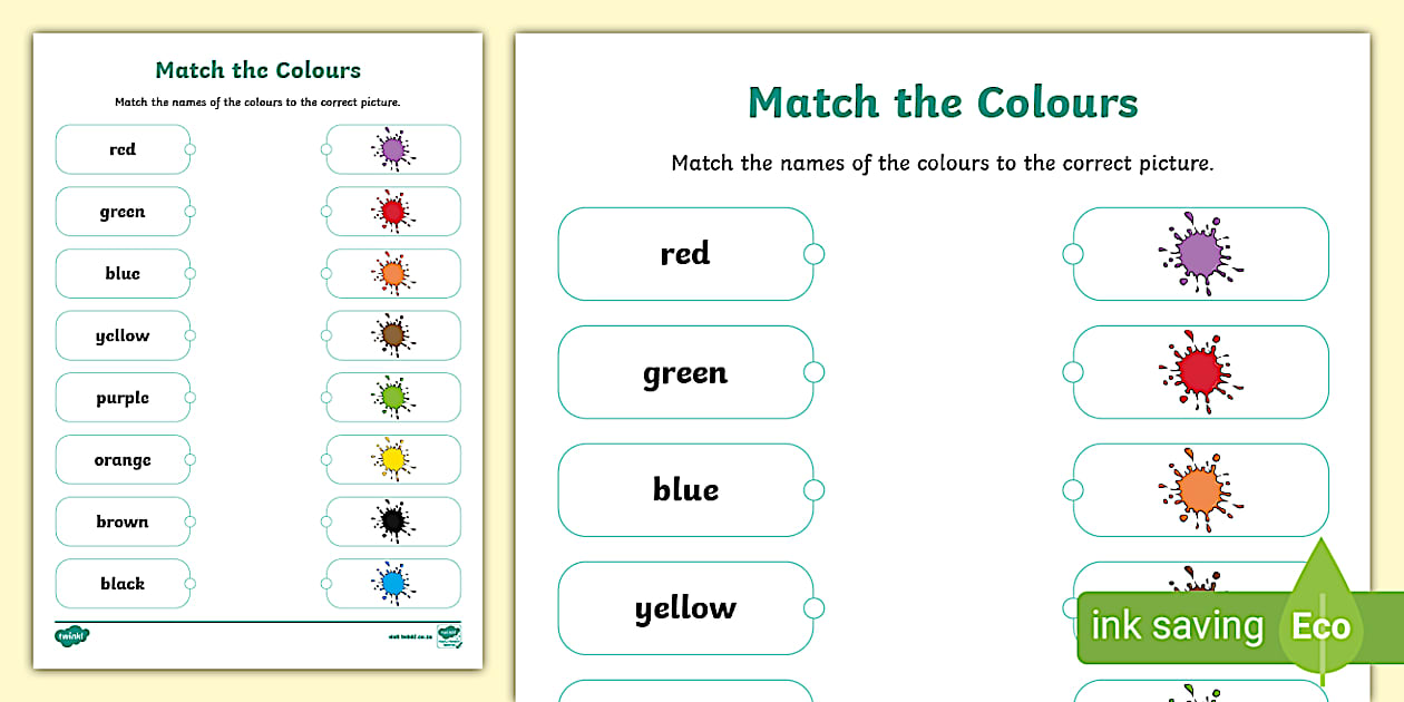 Colours in English Matching Activity (Teacher-Made) - Twinkl