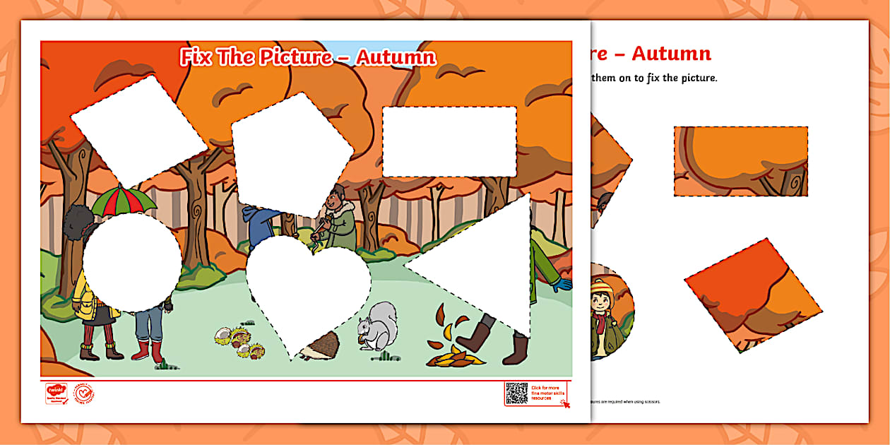 Autumn Fix the Picture Puzzle | Scissor Skills | Fine Motor