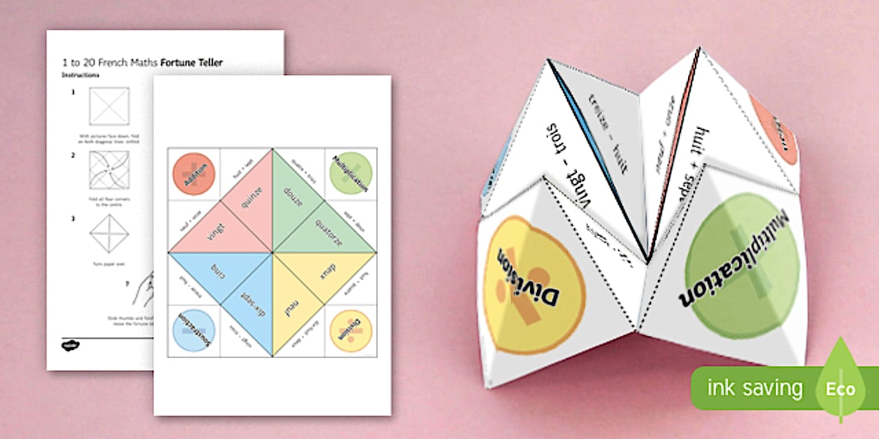 Numbers 1-20 Maths Fortune Teller French (teacher made)