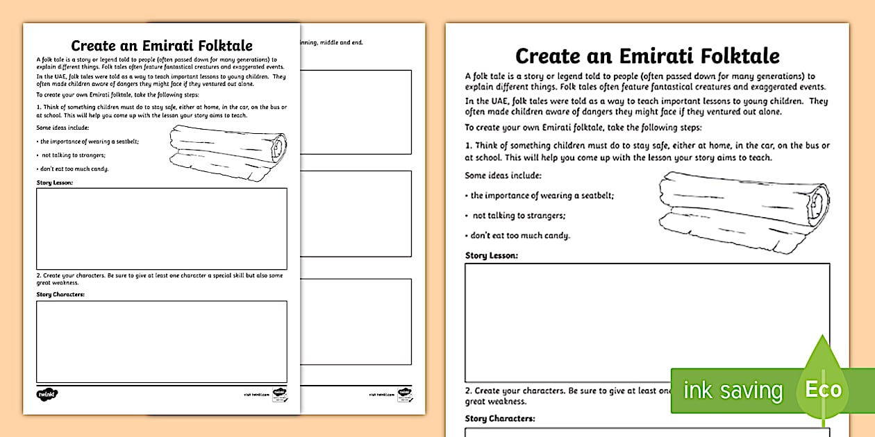 Create an Emirati Folktale Worksheet (teacher made) - Twinkl