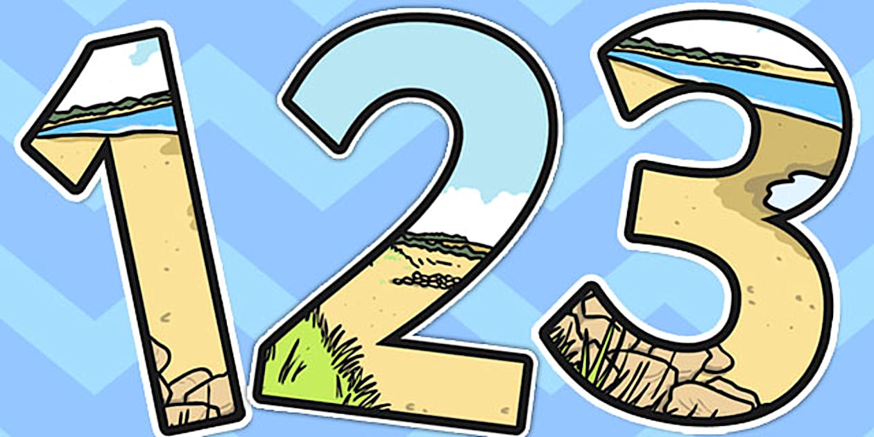 Coast Themed Display Numbers (teacher made) - Twinkl