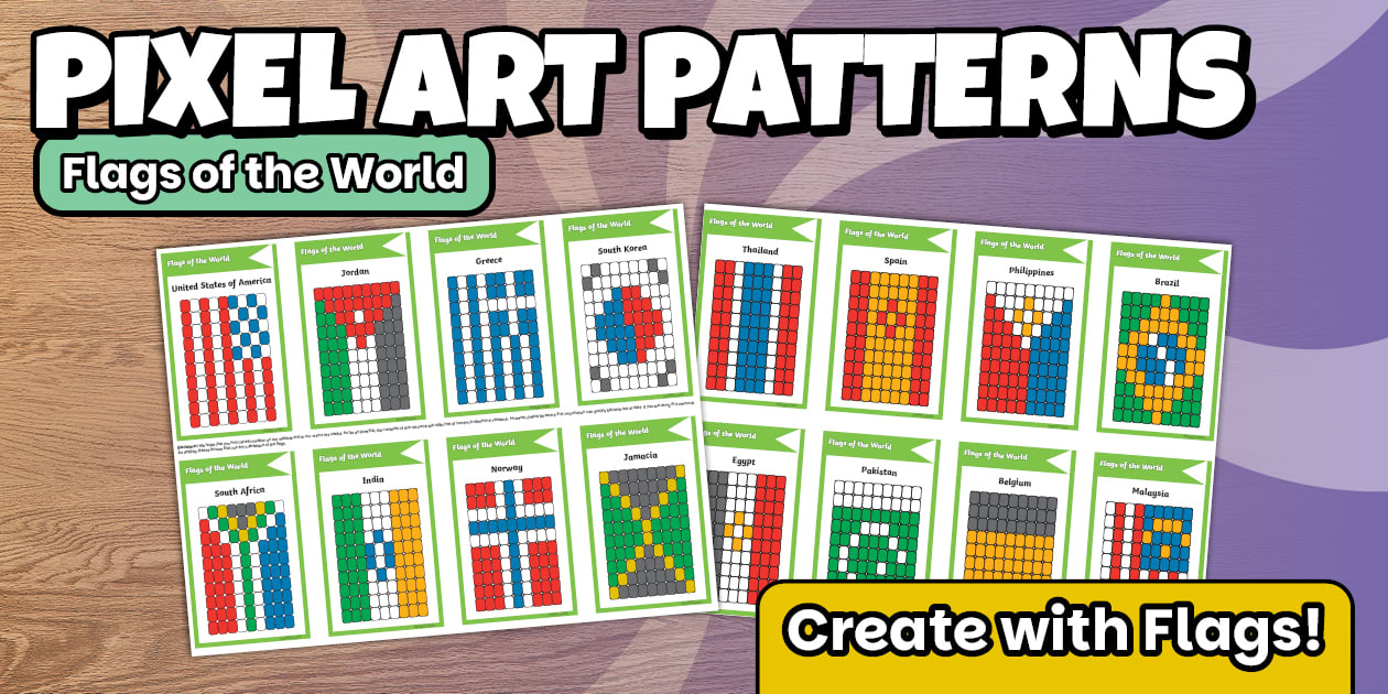 Pixel Art Patterns: Flags of the World