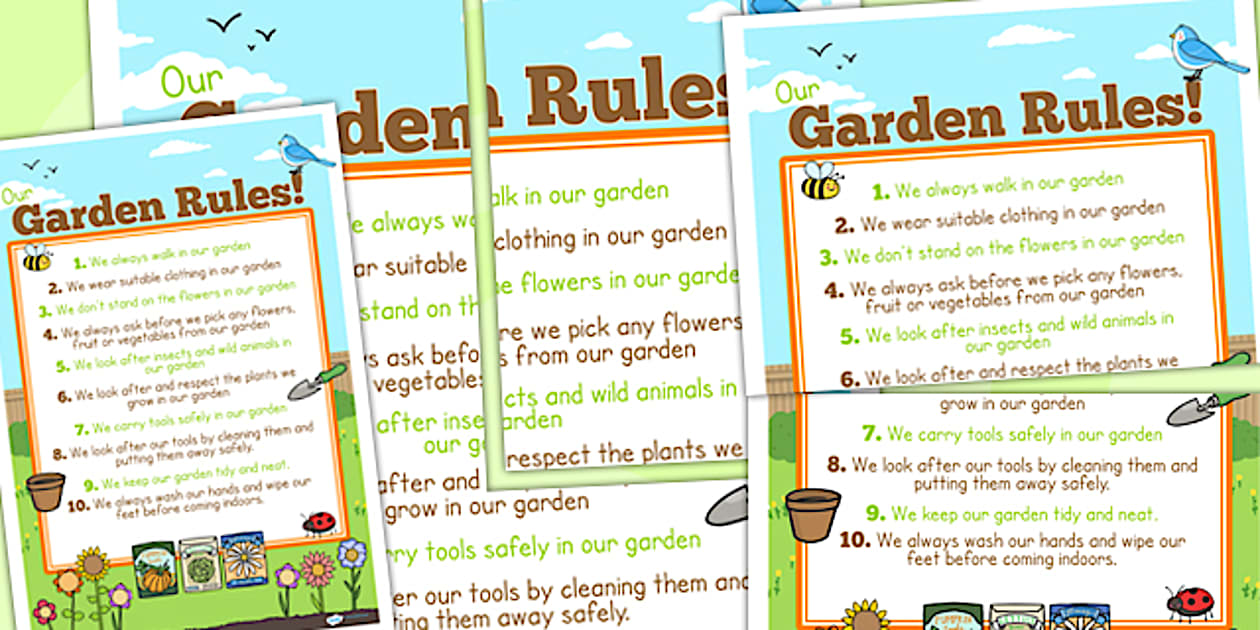 Editable Large School Garden Rule Poster - Twinkl