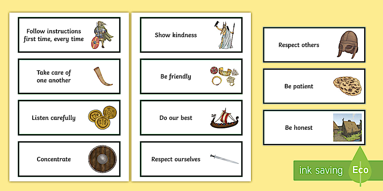 KS2 Vikings-Themed Class Charter Cards (teacher made)