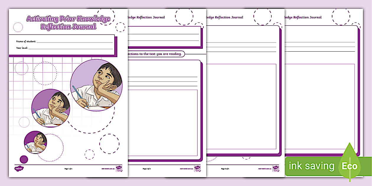 Activating Prior Knowledge Reflection Journal (teacher made)
