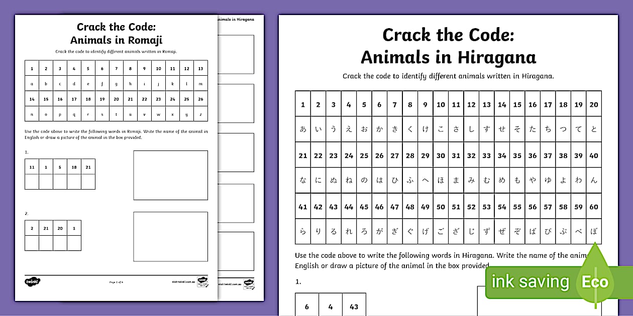 Animals Crack the Code Japanese (teacher made) - Twinkl