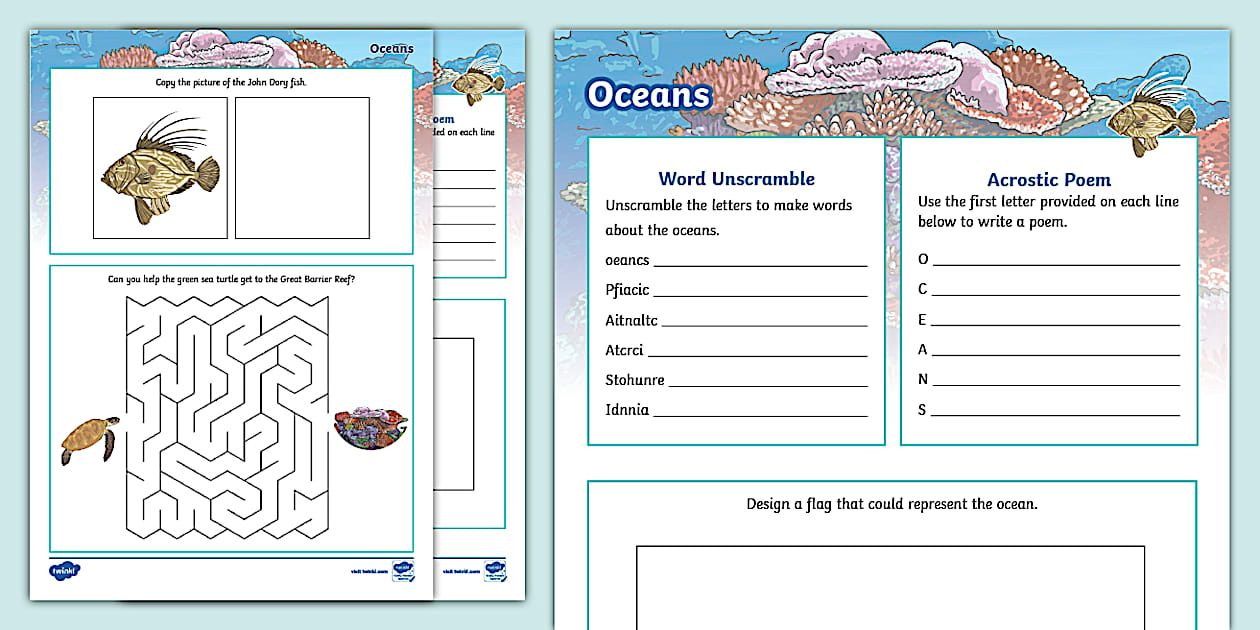 KS2 World Oceans Day Boredom Buster Worksheet - Twinkl