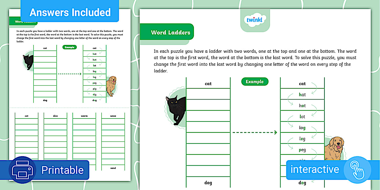 Verbal Reasoning - Word Ladders puzzle - Twinkl Puzzled