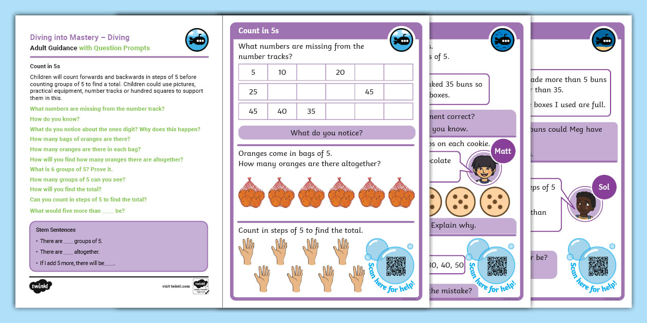 👉 Year 1 DiM: Step 3 Count in 5s Activity Cards - Twinkl