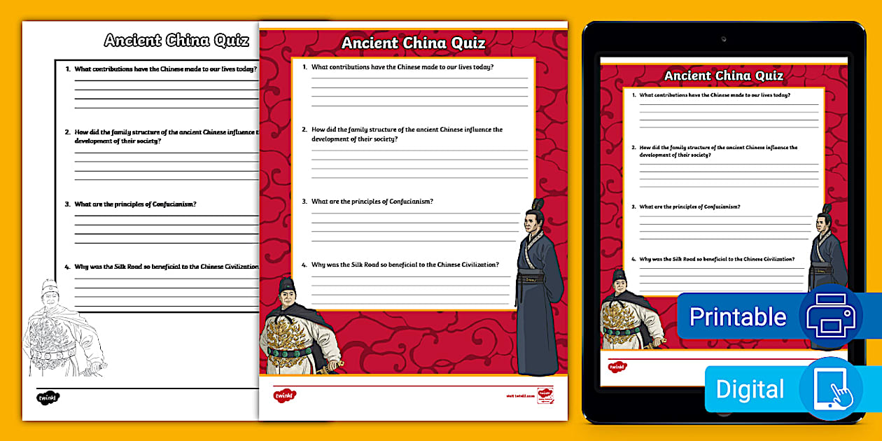 Ancient China Quiz for 6th-8th Grade (teacher made) - Twinkl