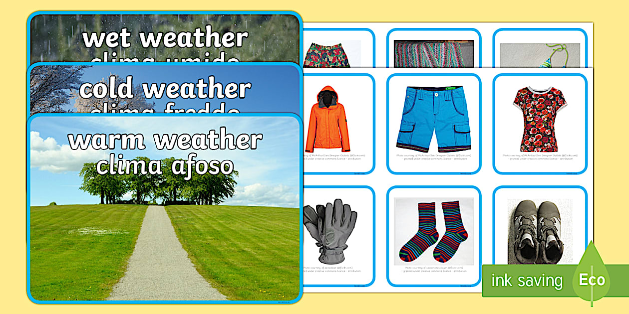 Photo Weather Clothes Sorting Activity English/Italian - Photo Weather ...