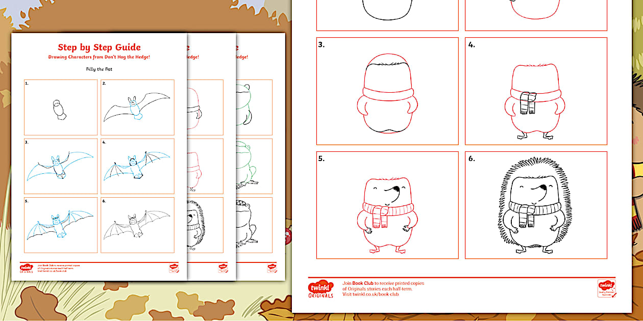 Don't Hog the Hedge! Step-By-Step Drawing Characters Worksheet / Worksheets