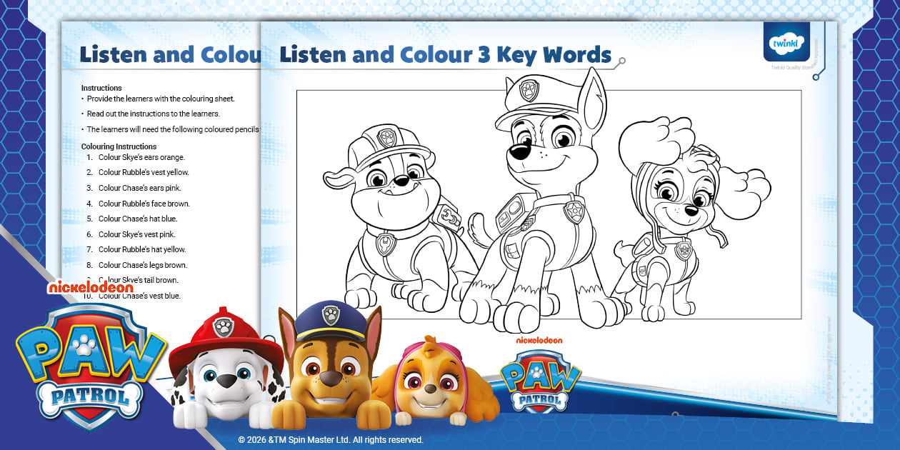 PAW Patrol Colouring Game for Kids | Listen and Colour