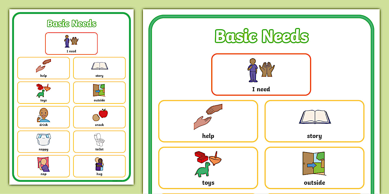 Twinkl Symbols: EYFS Basic Needs Choice Board (teacher made)