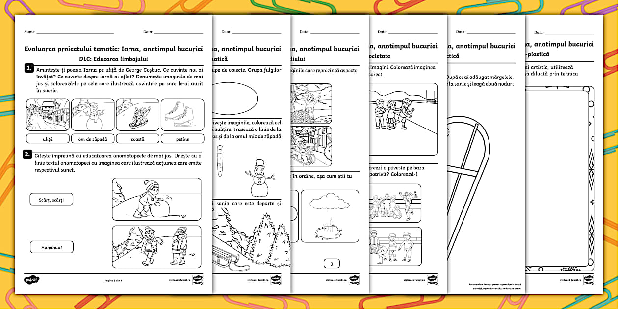 Evaluare proiect tematic Iarna Grupa mijlocie - Twinkl