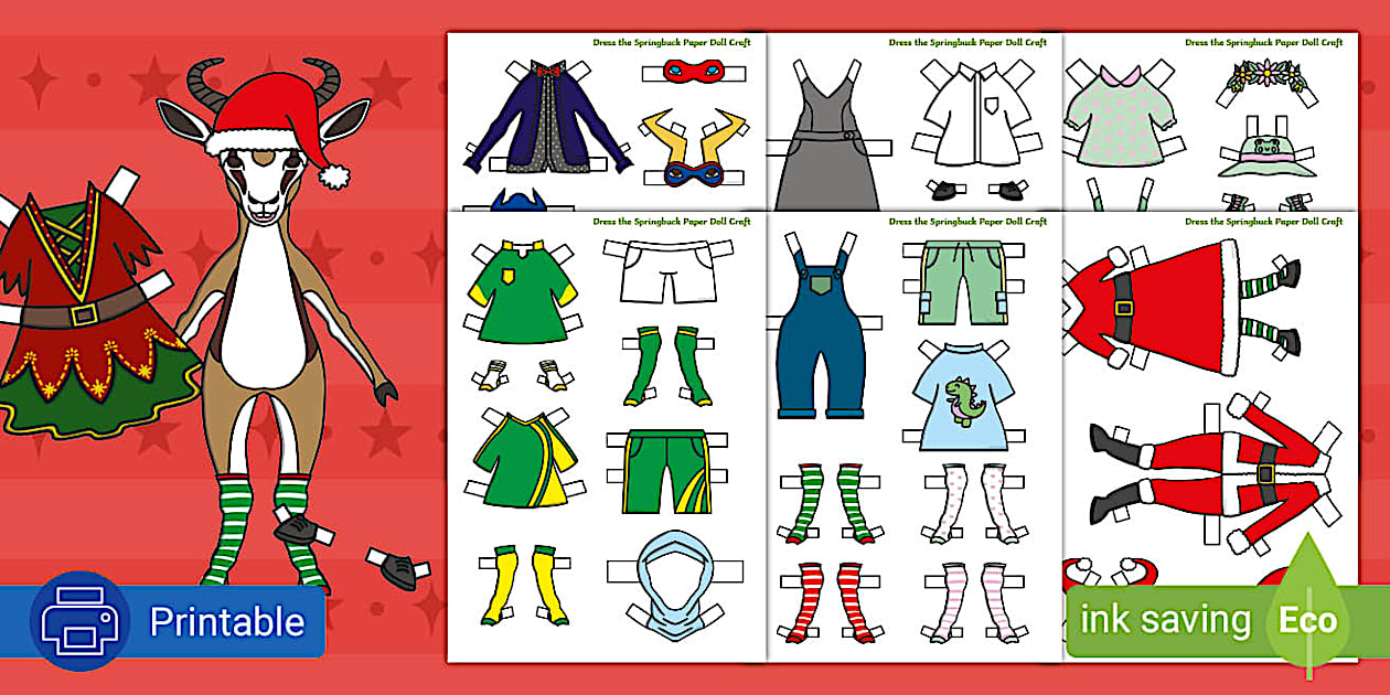 Dress the Springbuck Paper Doll Craft (teacher made)