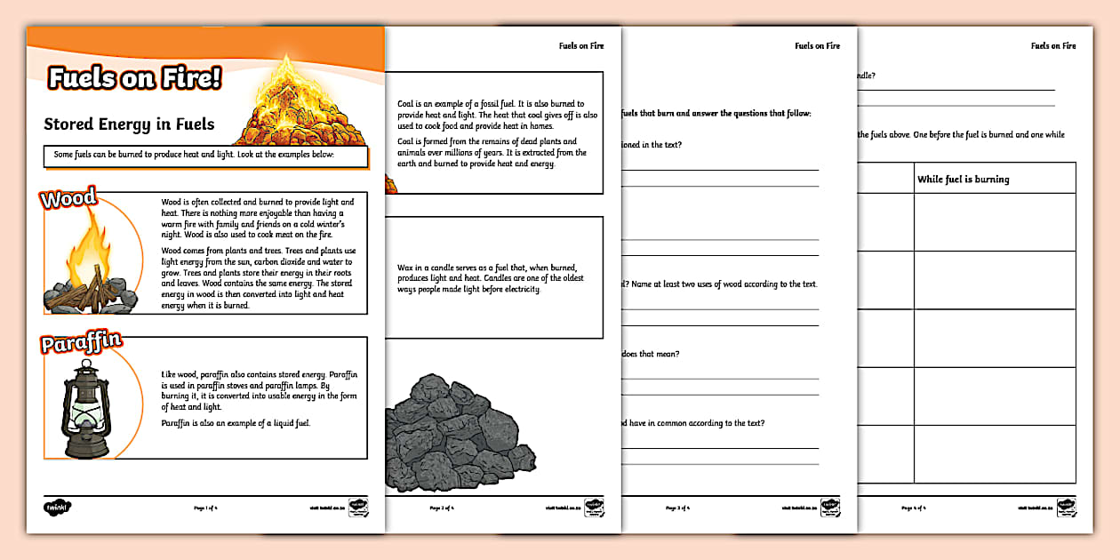 Fuels on Fire - Activity (teacher made) - Twinkl