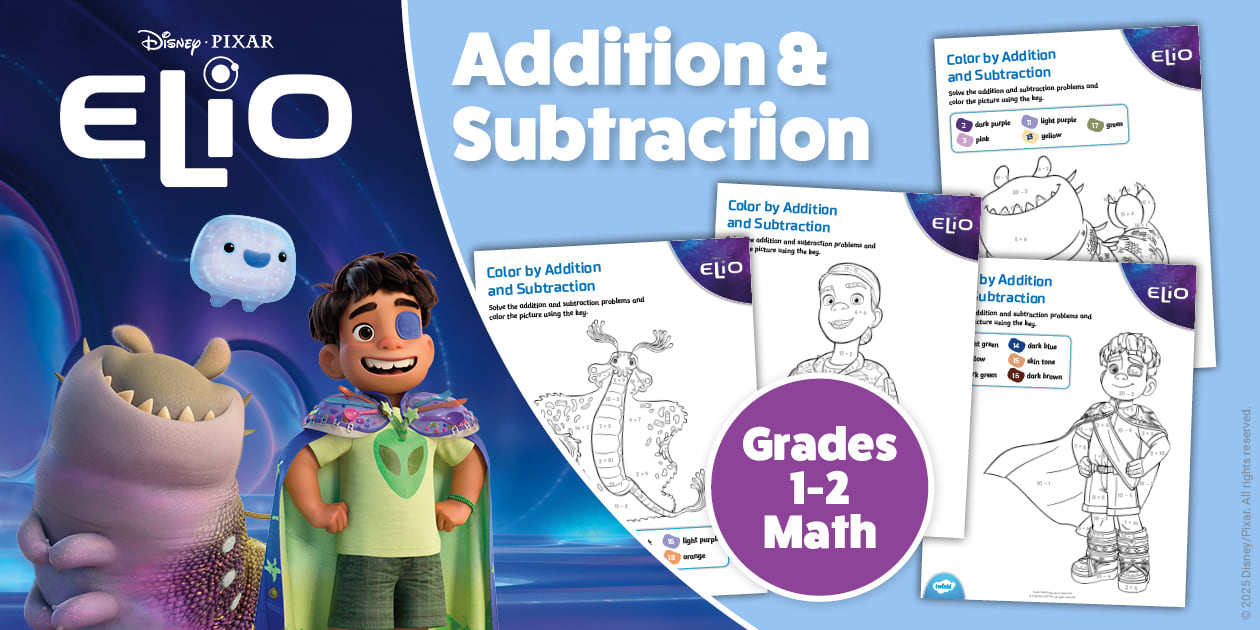 Elio: Color by Addition and Subtraction Within 20 Worksheets