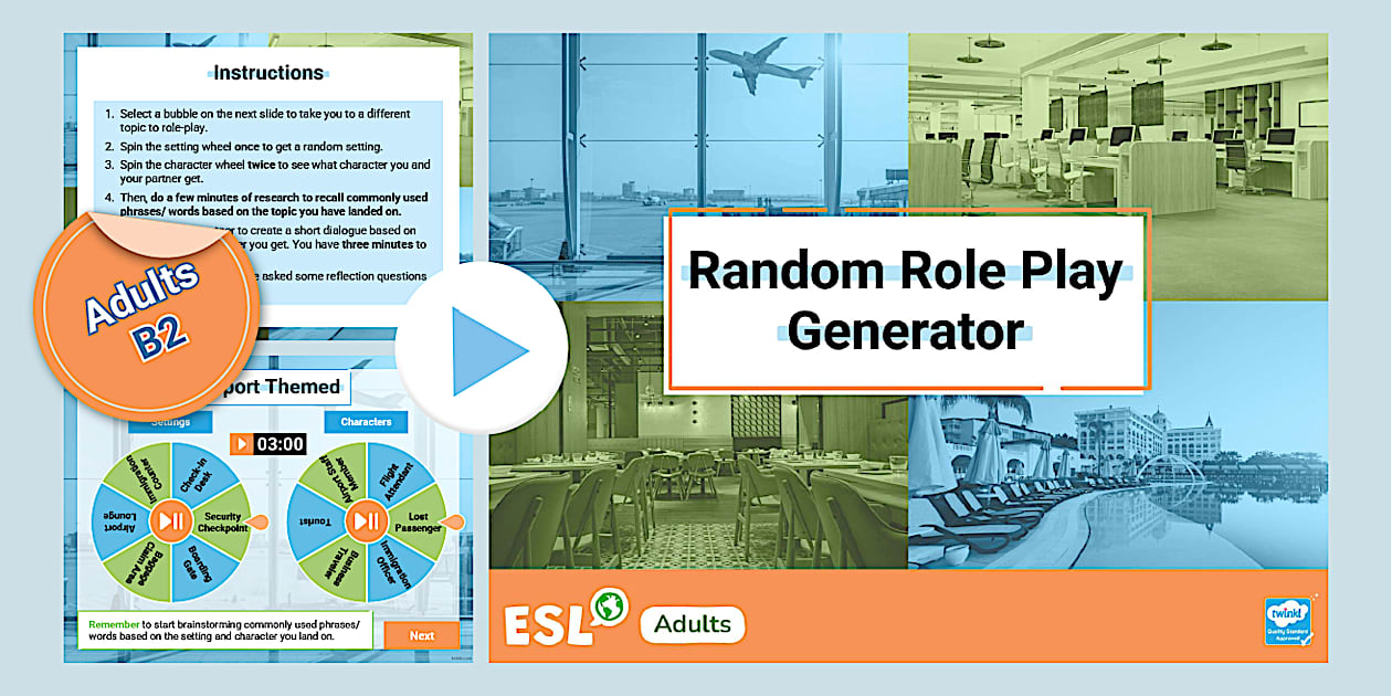 ESL Random Roleplay Generator [Adults, B2] - Twinkl