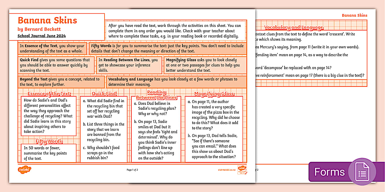L3 June 2024 Journal: Banana Skins (Story Comprehension)