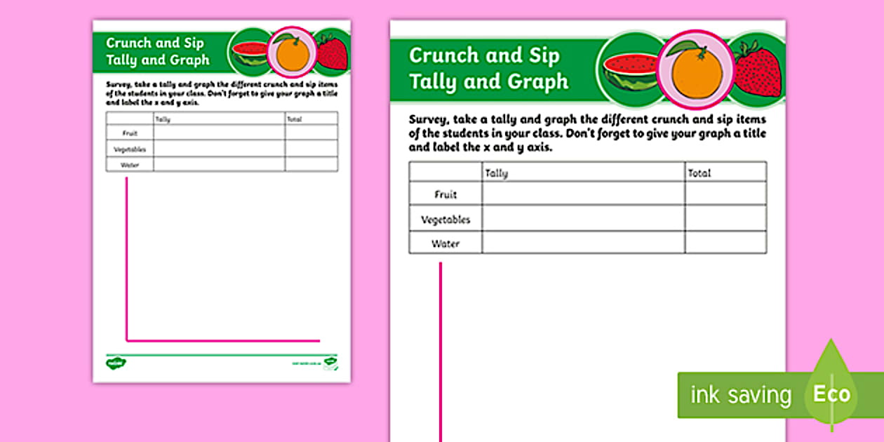 TAS Crunch and Sip Tally and Graph Worksheet - Twinkl