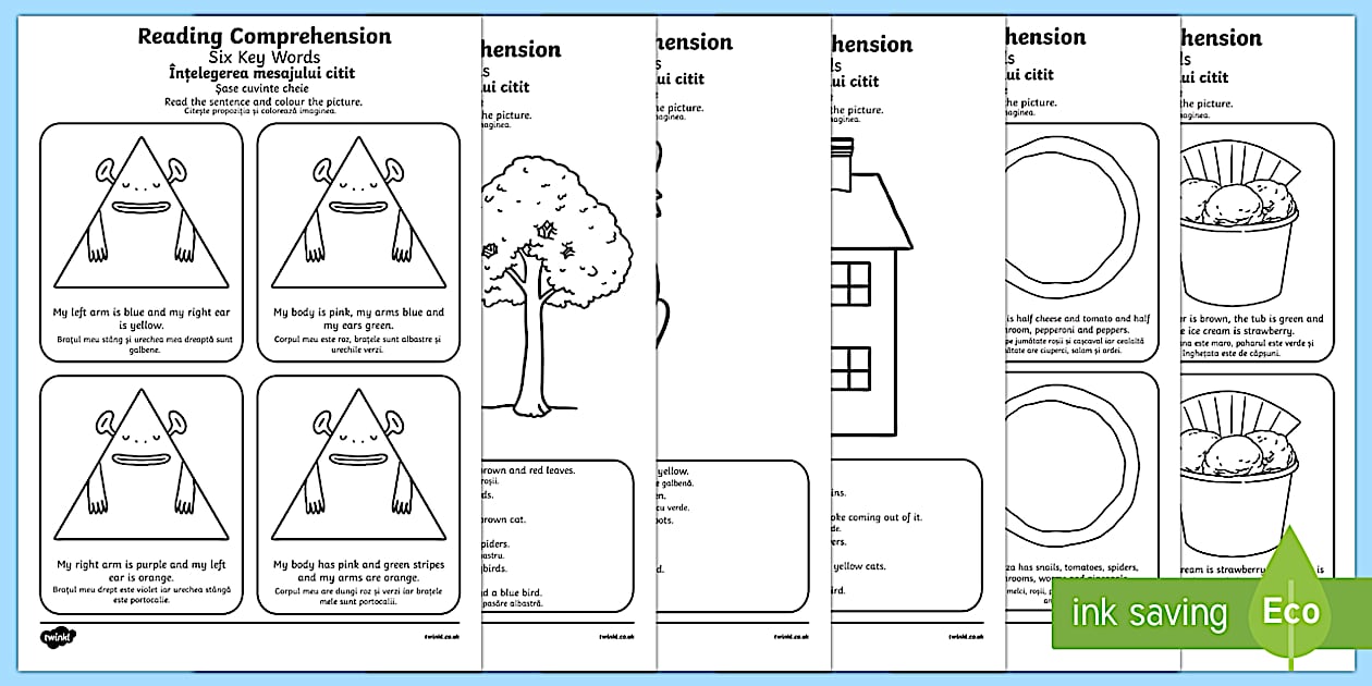 Reading Comprehension Six Key Words Worksheet / Worksheet Pack