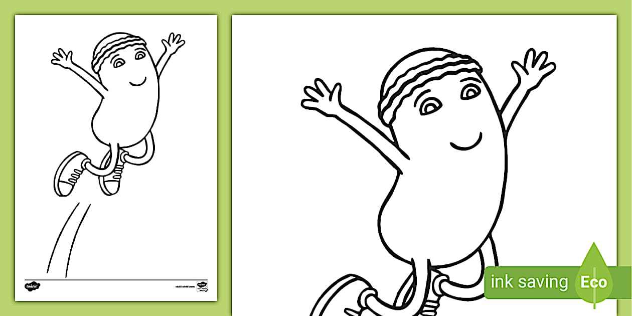 Jumping Bean Colouring Sheet (teacher made) - Twinkl