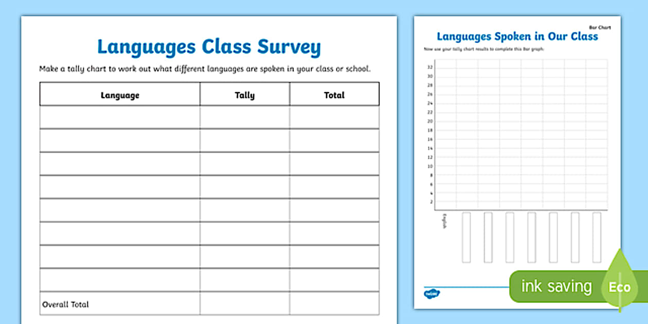 Languages Class Survey Worksheet / Worksheet Pack, worksheet